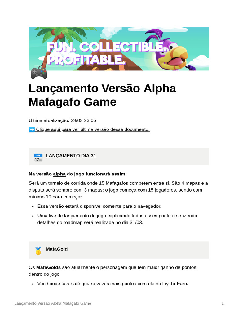 Versão Alpha Mafagafo | PDF