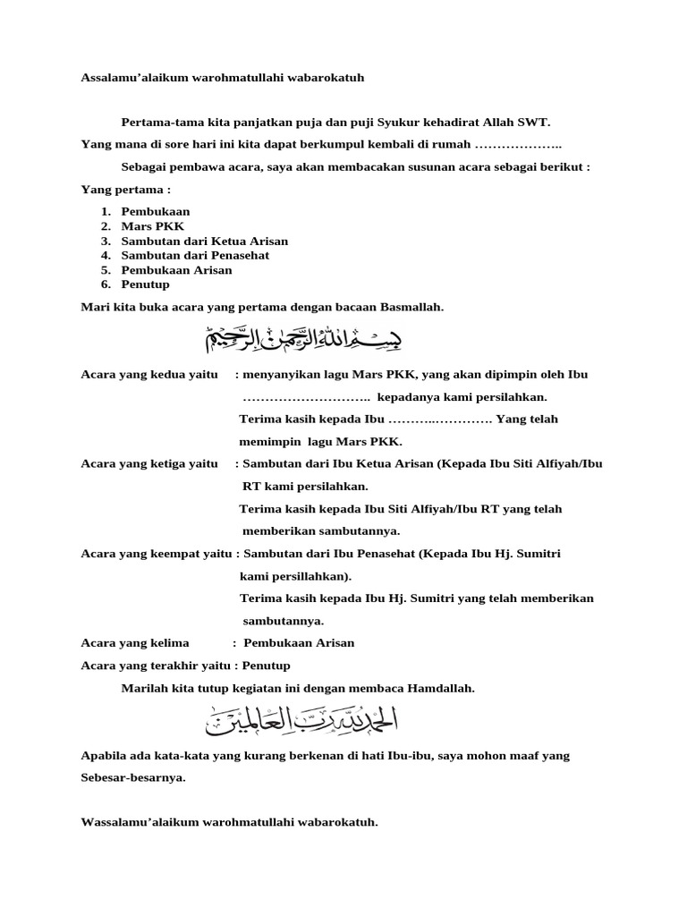 Acara Arisan PKK | PDF