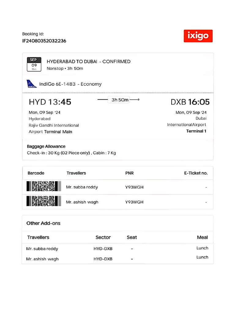 Eticket Reddy and wagh | PDF