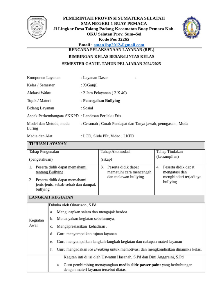 RPL Lintas Kelas Bullying | PDF