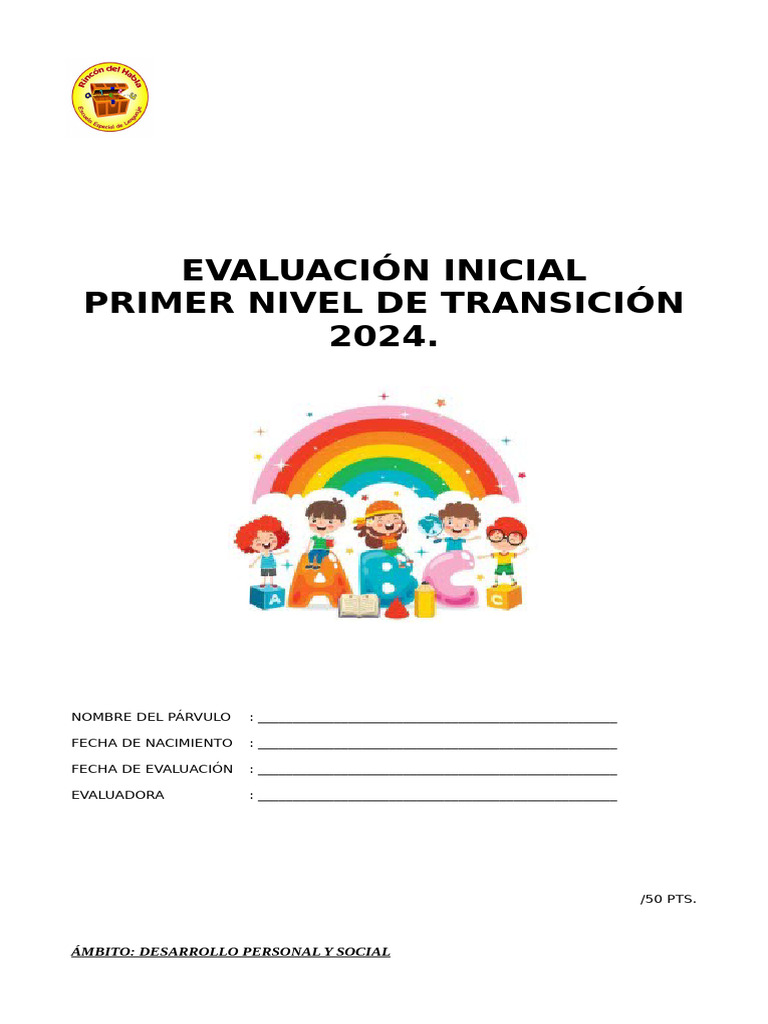 Evaluacion Inicial Prekinder (Reparado) | PDF Evaluacion Inicial Prekinder (Reparado) | PDF