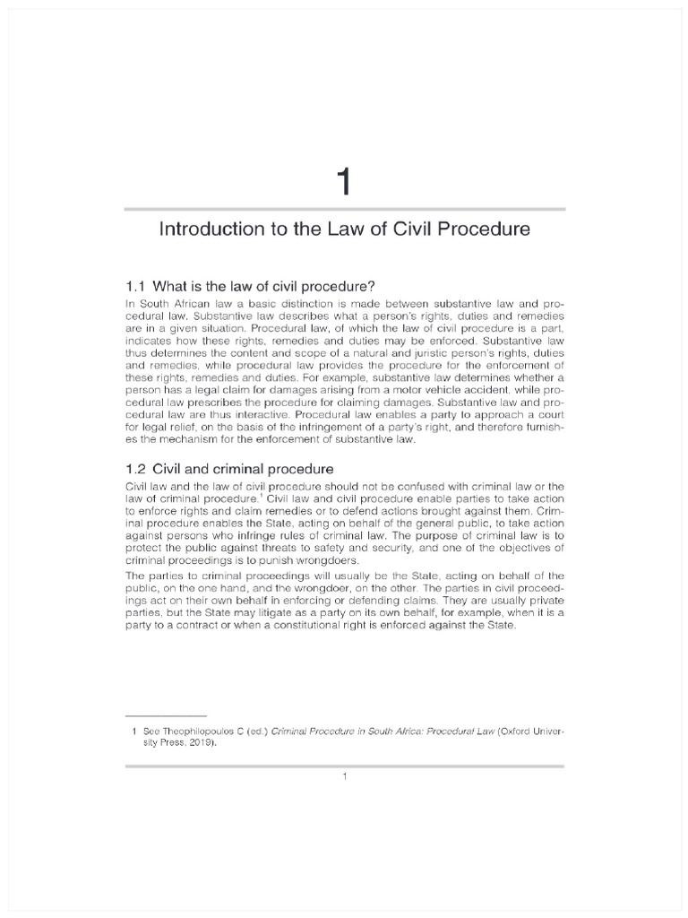 Law of Civil Procedure - Chapter 1 | PDF