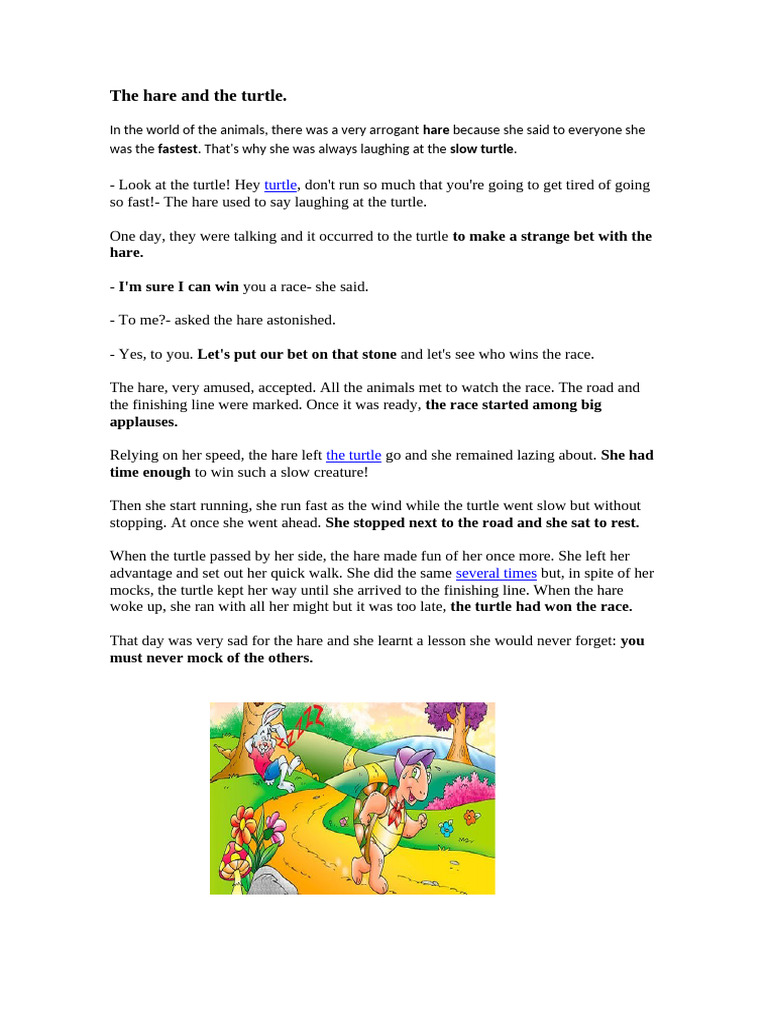 fabula en ingles 2 The hare and the turtle | PDF