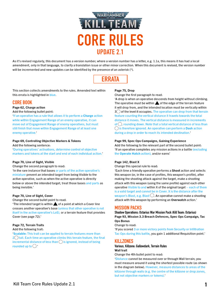 Kill Team Core Rules 2.1 | PDF