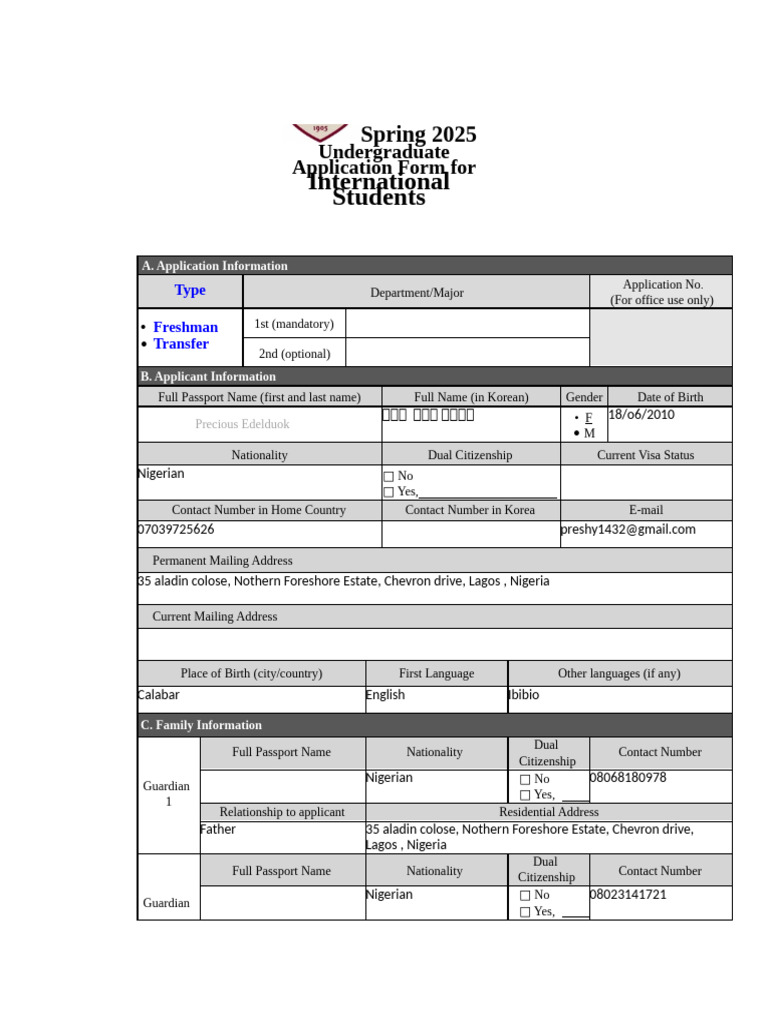 Document Forms for Spring 2025(ENG) | PDF