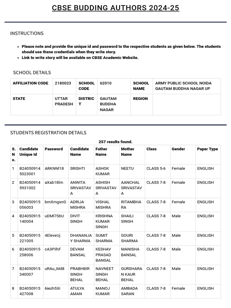 CBSE _ FORM Budding Authors | PDF