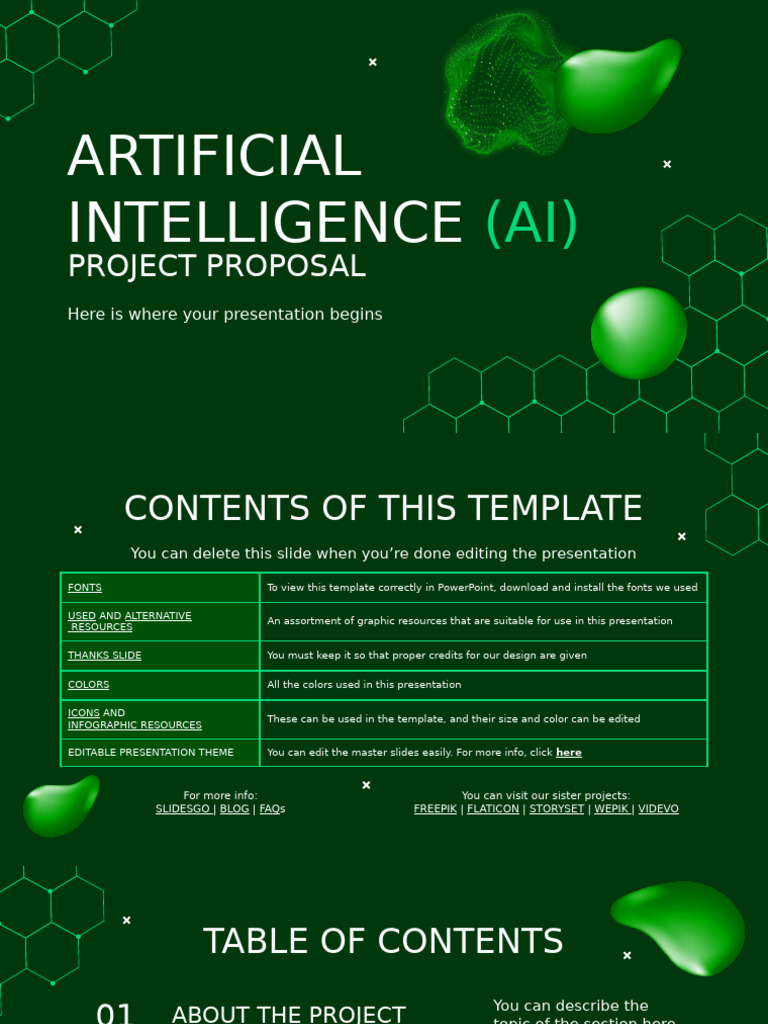 Artificial Intelligence (AI) Technology Project Proposal Green Variant by Slidesgo | PDF