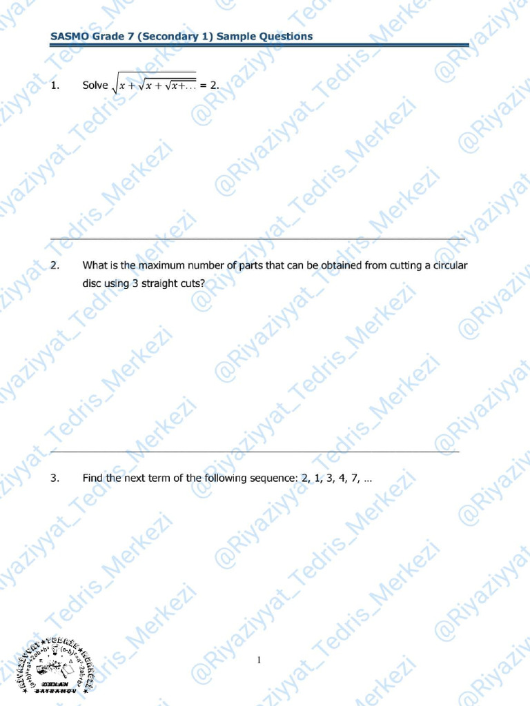 Grade 7 SASMO | PDF