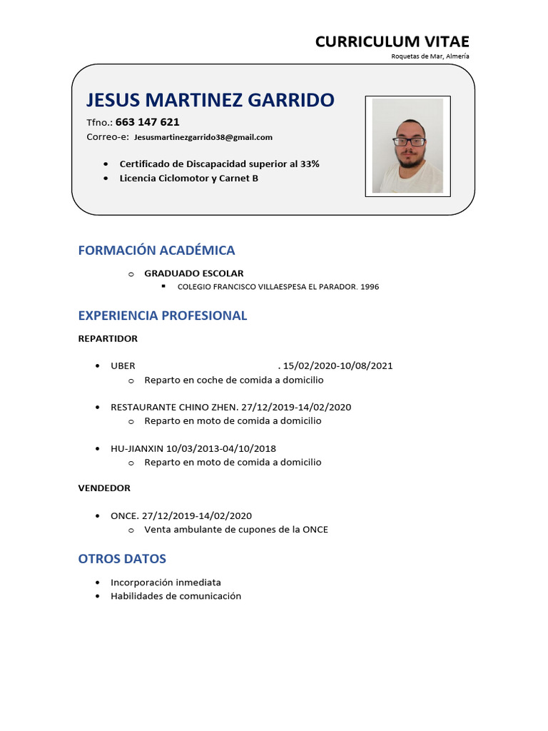 Jesus Martinez Garrido: Curriculum Vitae | PDF