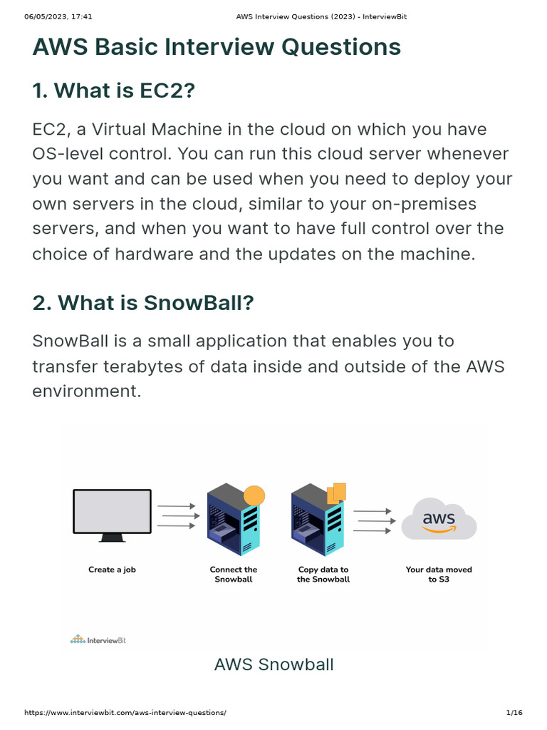 AWS Interview Questions (2023) - InterviewBit | PDF