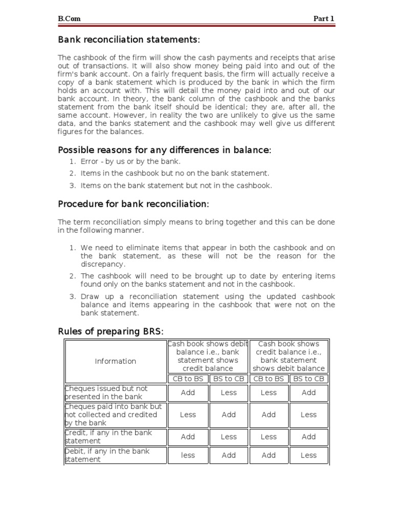 Bank Reconciliation Basics | PDF