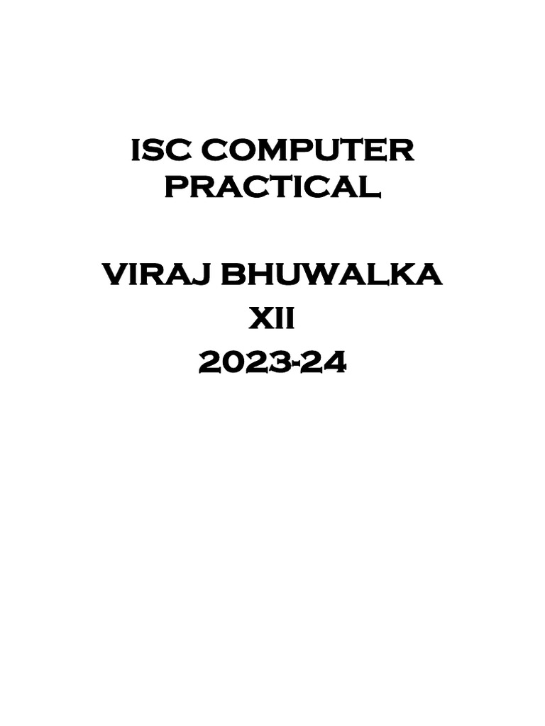 ISC Computer Project Final Viraj | PDF ISC Computer Project Final Viraj | PDF