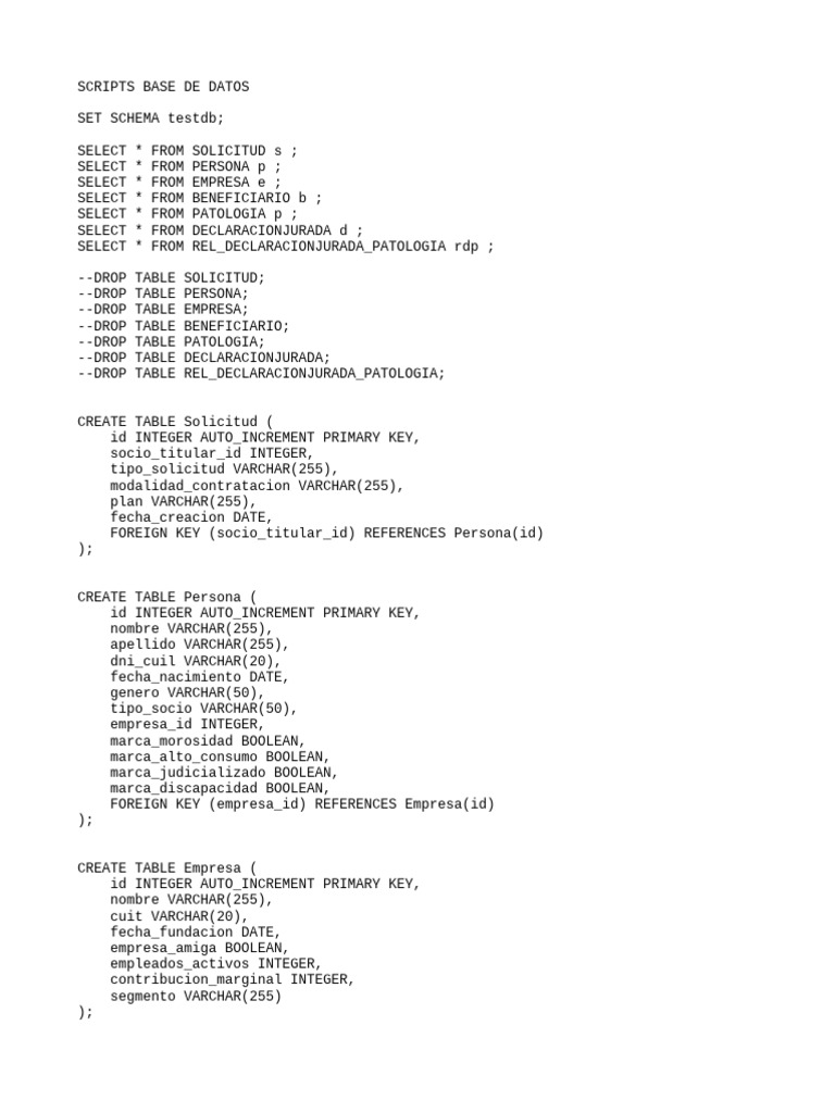 Scripts Base de Datos | PDF