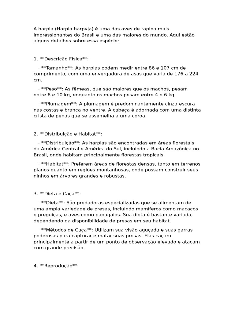 Harpia Harpyja | PDF