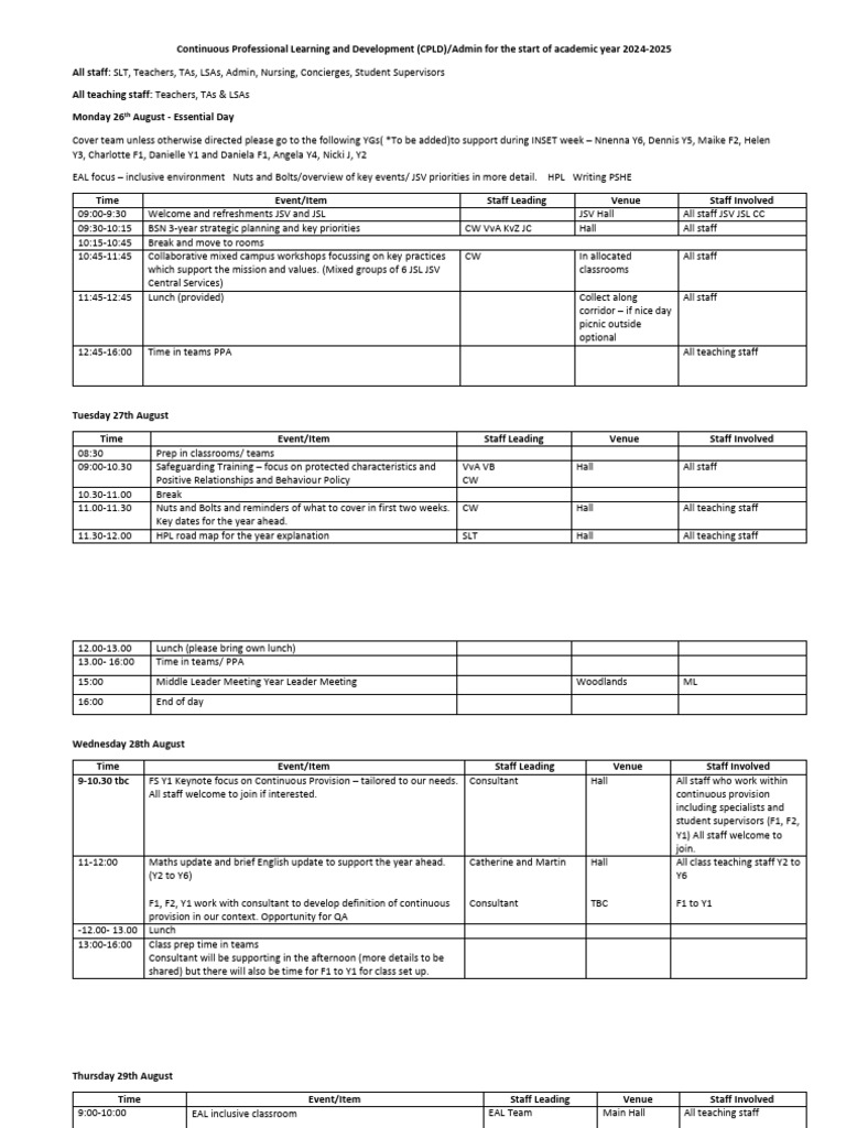 Inset Week 2024-2025 | PDF
