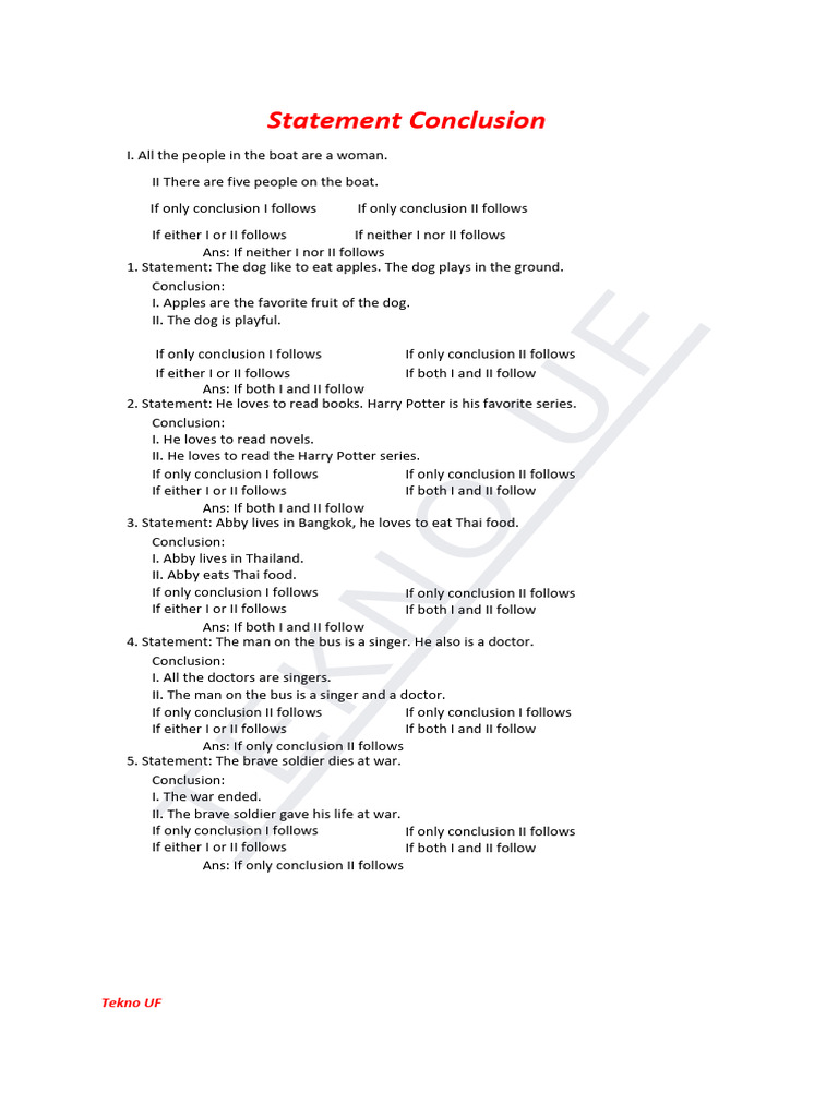 Statement Conclusion | PDF