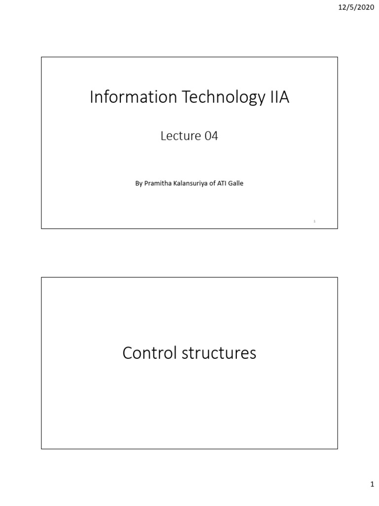 IT - Control Structures | PDF IT - Control Structures | PDF