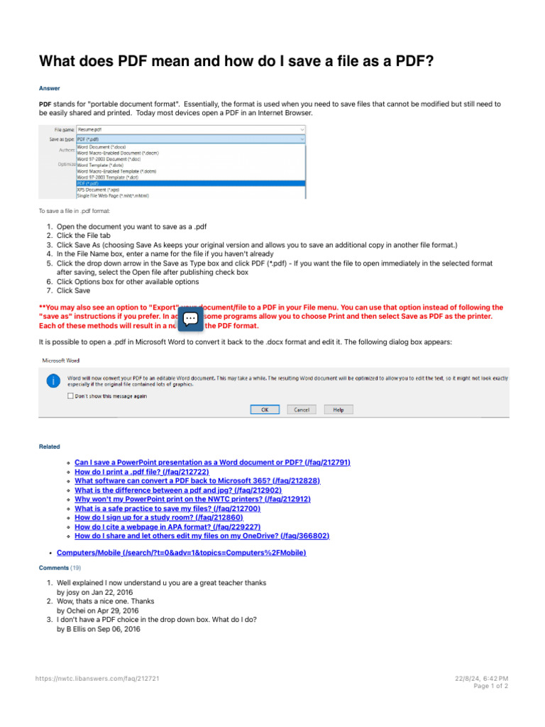 What Does PDF Mean and How Do I Save A File As A PDF? - Ask NWTC | PDF