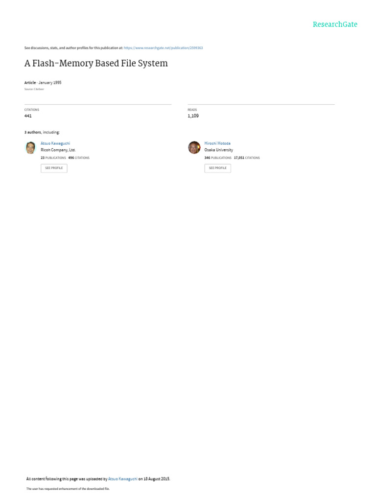 A Flash-Memory Based File System | PDF | Flash Memory | Computer Data Storage
