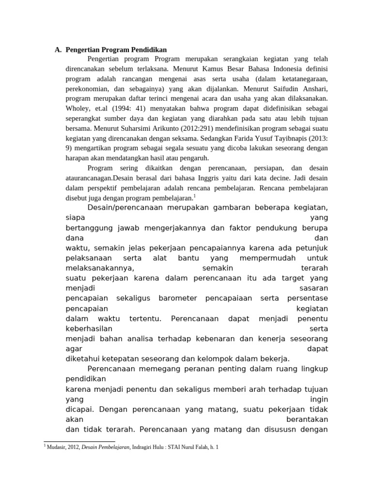 Pengertian Program Pendidikan | PDF