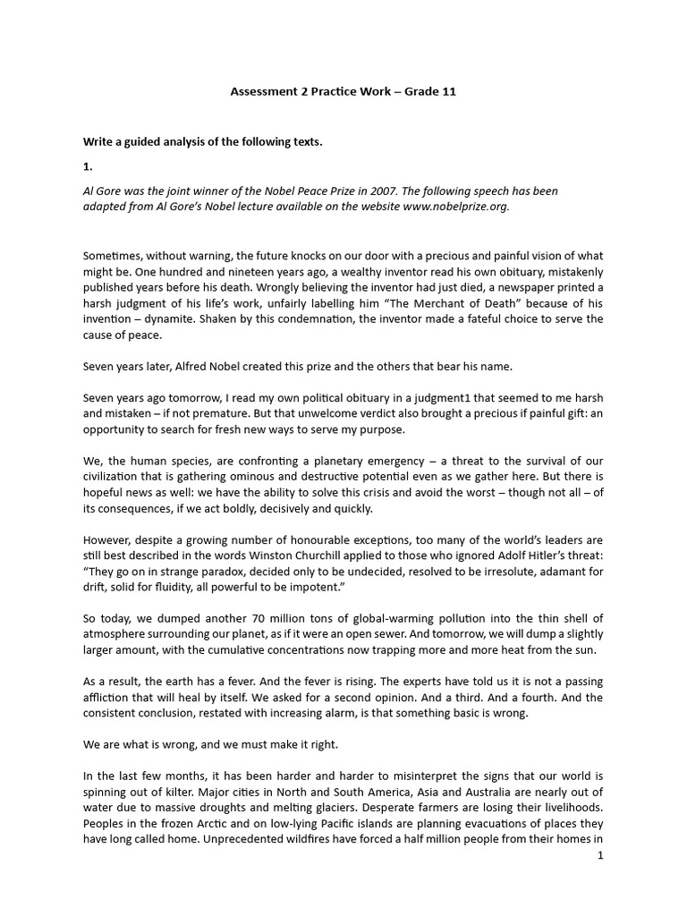 Assessment 2 Grade 11 Practice Work March 2025 | PDF