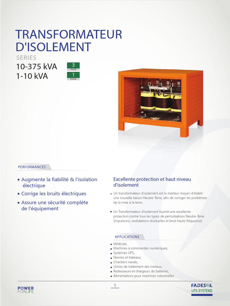 DataSheet IsolationTransformer FR - Compressed | PDF