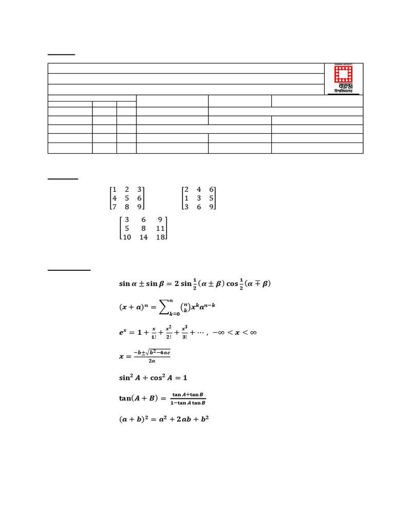 Table, Matrix, Equation and Flowchart in MS Word | PDF