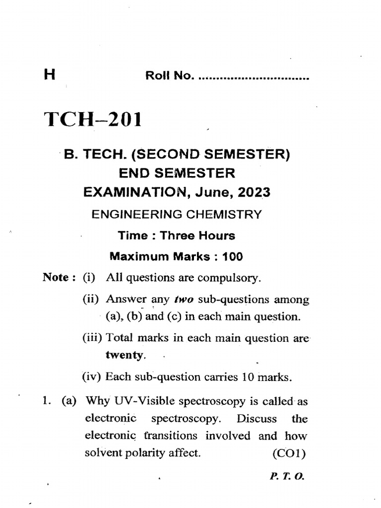 tch201 Endsem 2023 | PDF