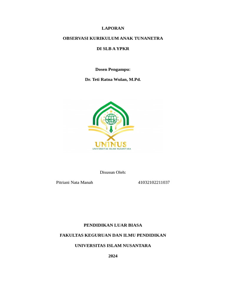 Laporan Observasi Ypkr | PDF