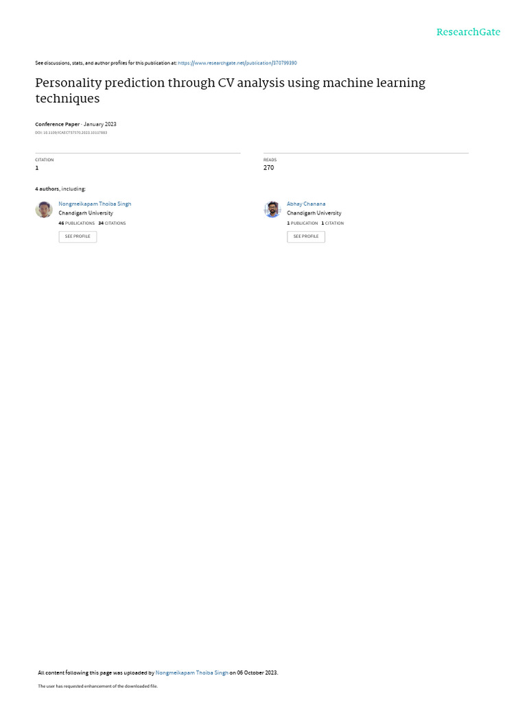 Personality Prediction Through CV Analysis Using Machine Learning ...