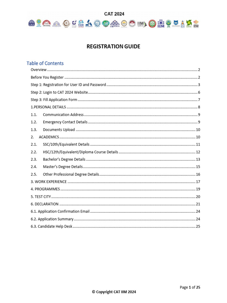 CAT 2024 Registration Guide | PDF