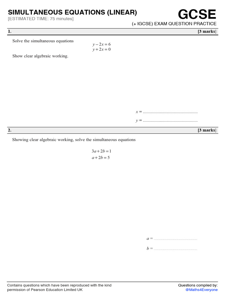 Simultaneous Equations | PDF