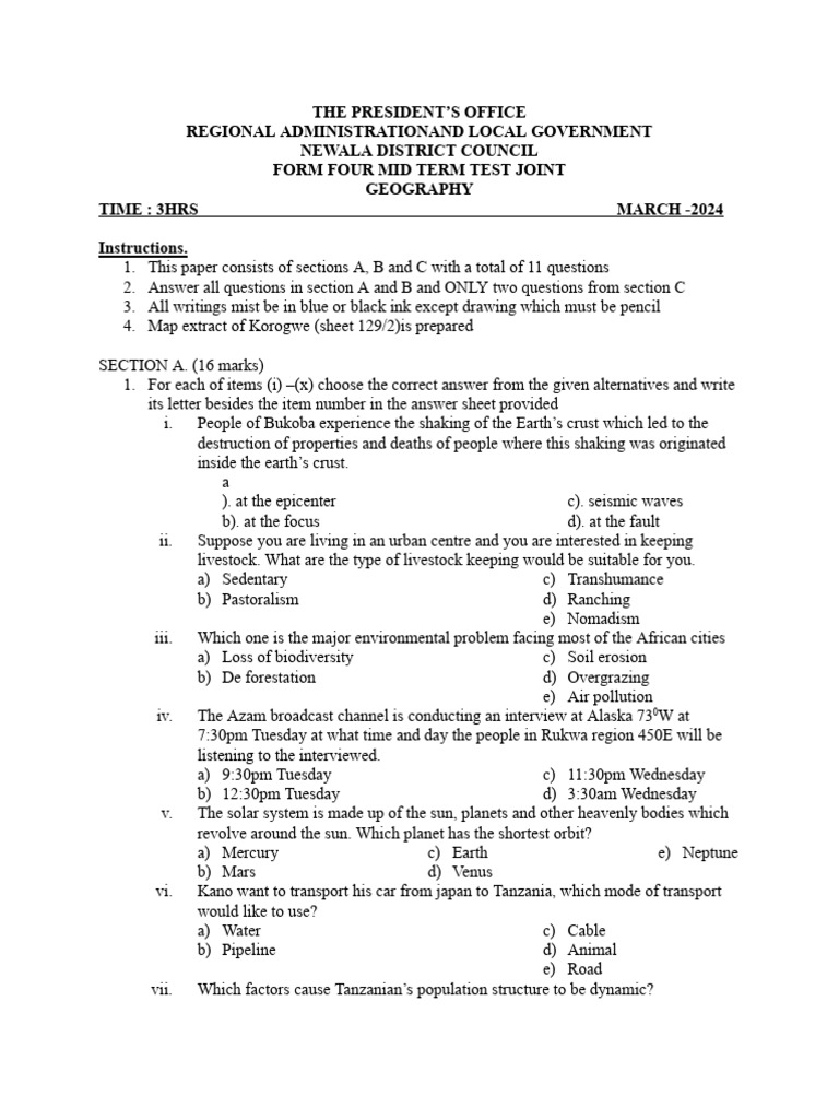 Geog Form Four | PDF