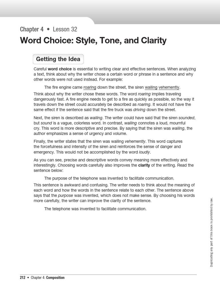 3-3 Word Choice Worksheet (1) | PDF