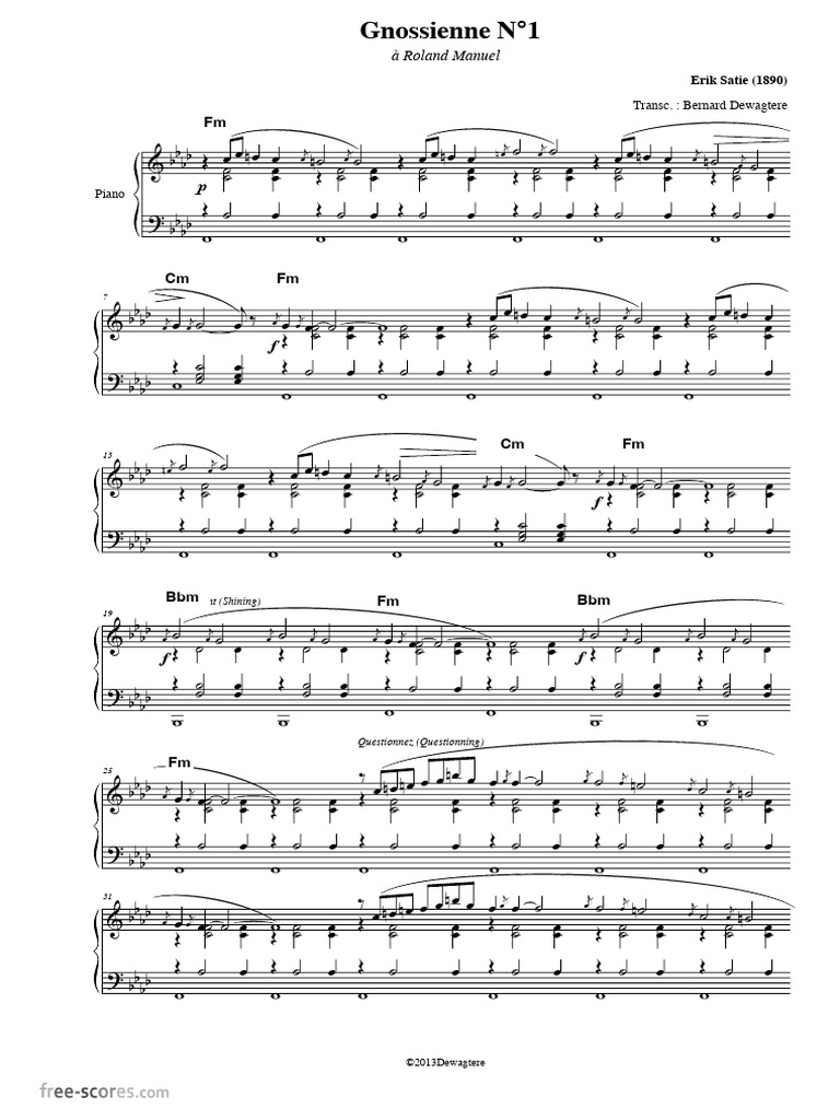 Gnossiene n1 Erik Satie With Chord Symbols | PDF