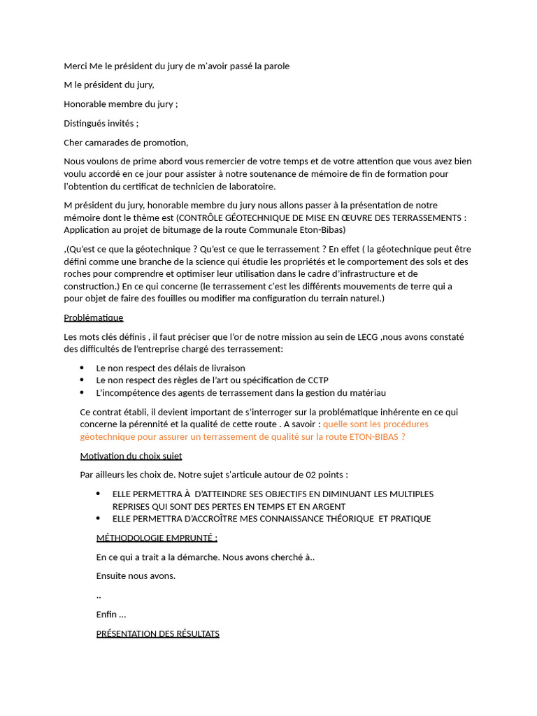 Speech Soutenance | PDF