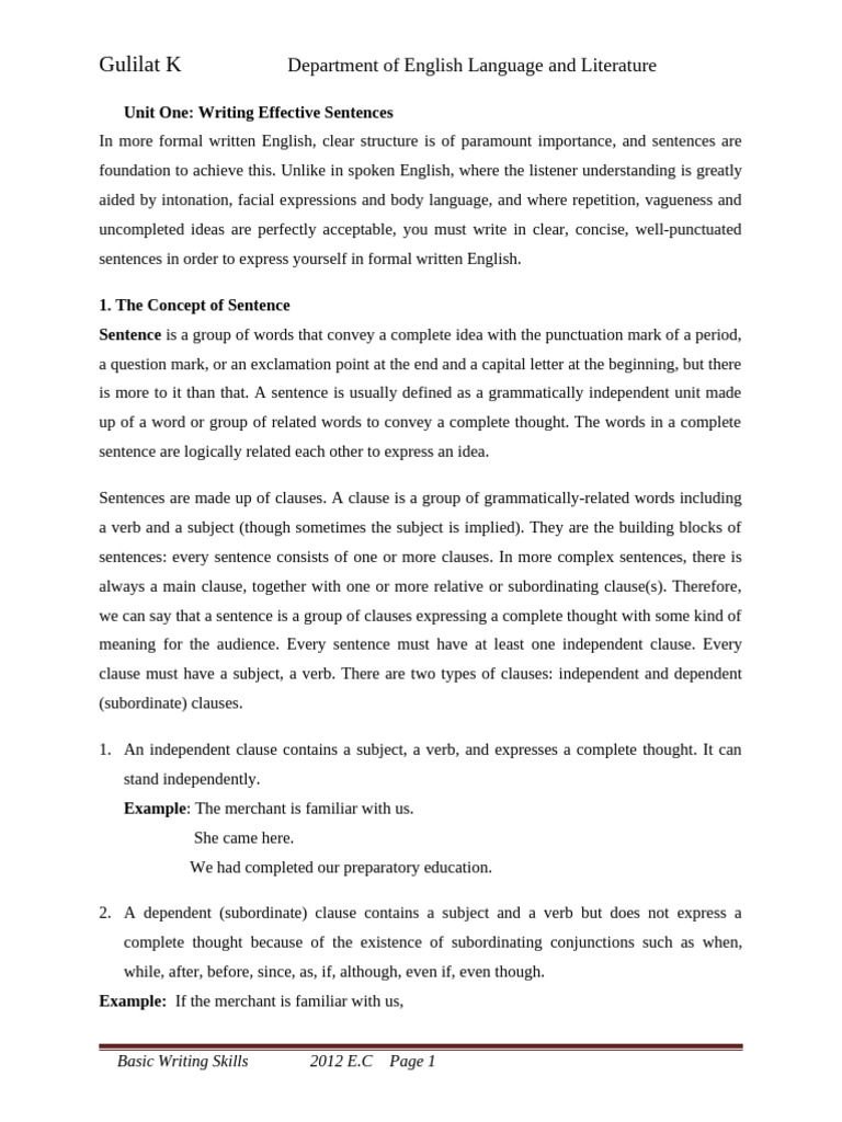 Basic Writing Skills 2011 | PDF