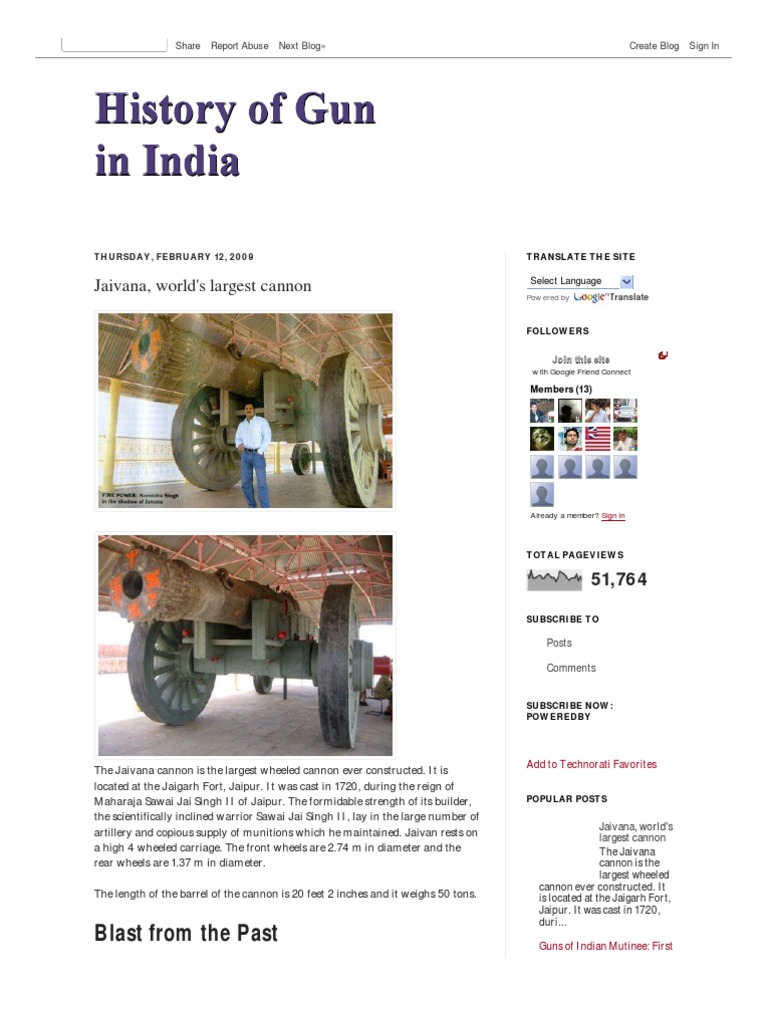 History of Gun in India - Jaivana, World's Largest Cannon | PDF ...