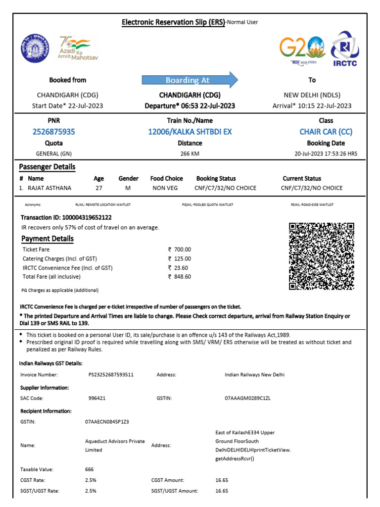 July 22 - Train - CDG To NDLS | PDF