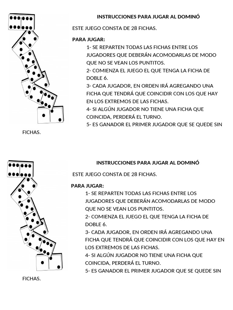 Instrucciones para Jugar Al Dominó | PDF