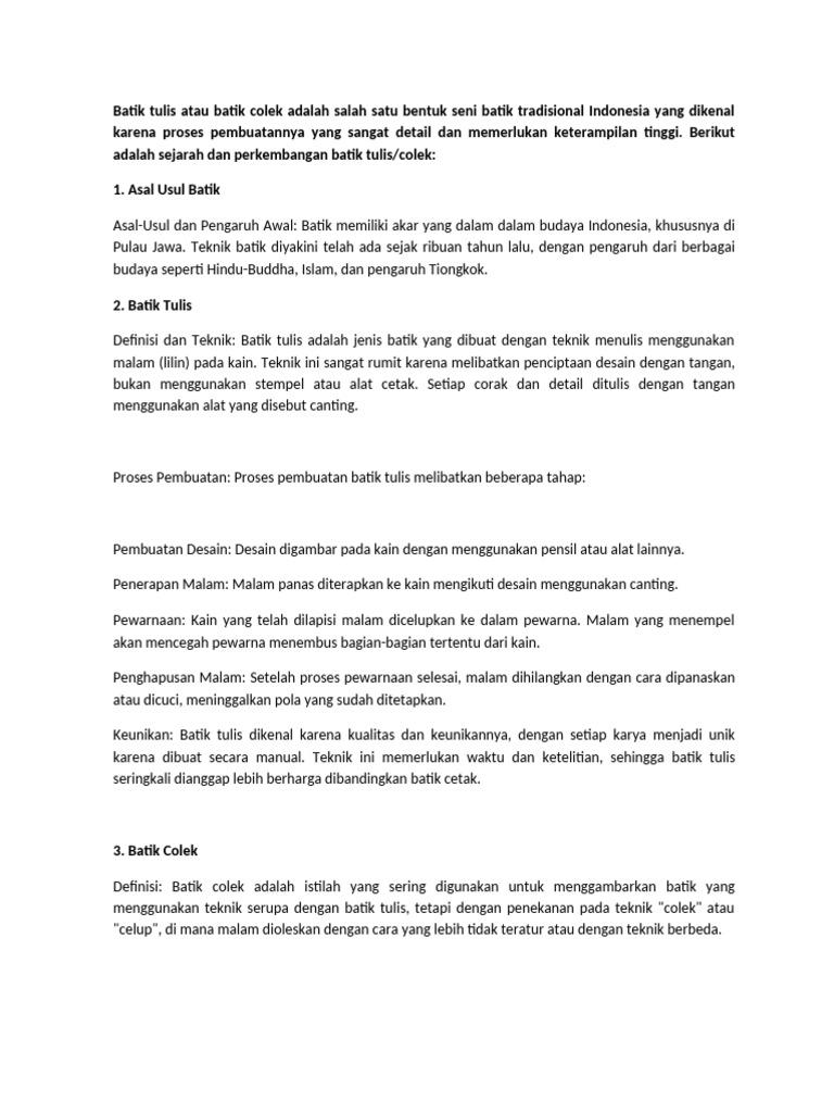 Batik Tulis Ata - Word | PDF