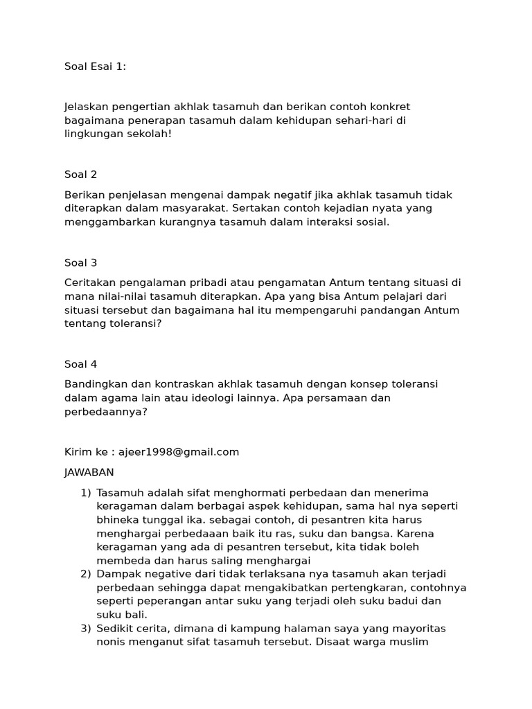 Soal Esai 1 | PDF