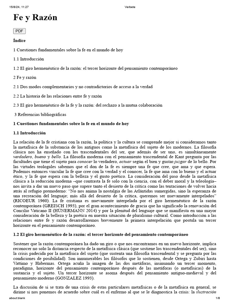 FE Y RAZON Enciclopedia Teologica Latinoamericana | PDF