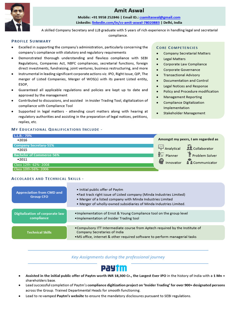 Amit Aswal - Compliance Manager - Bangalore | PDF | Regulatory ...
