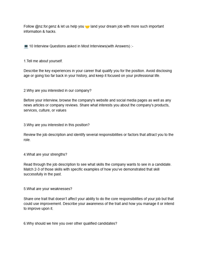 10 Interview QnA | PDF