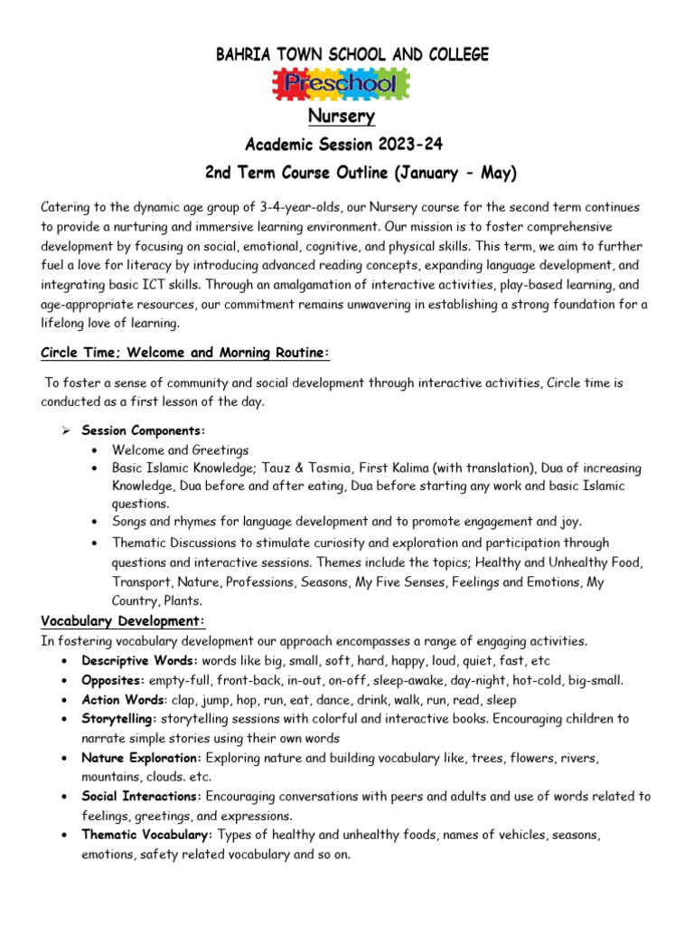 NSY Term 2 Course Outline Session.2023-24 | PDF