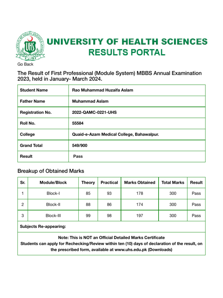UHS Lahore | PDF