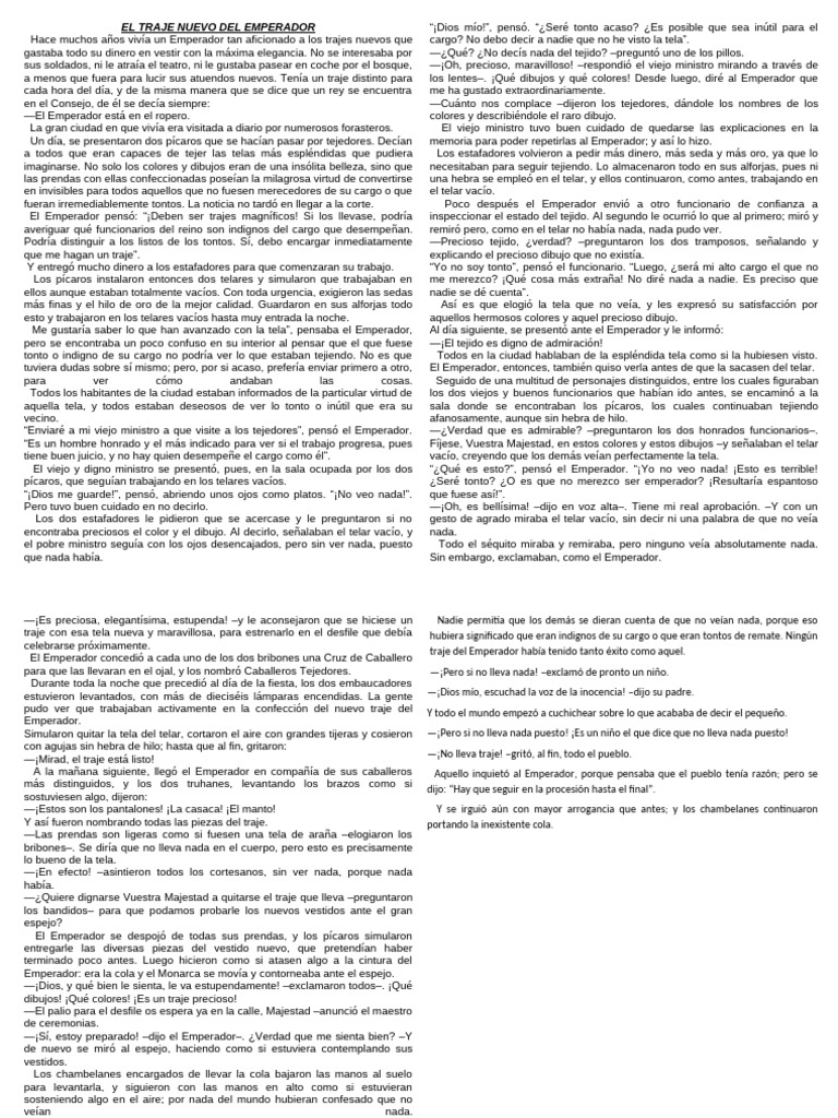 El Traje Nuevo Del Emperador | PDF | Telar