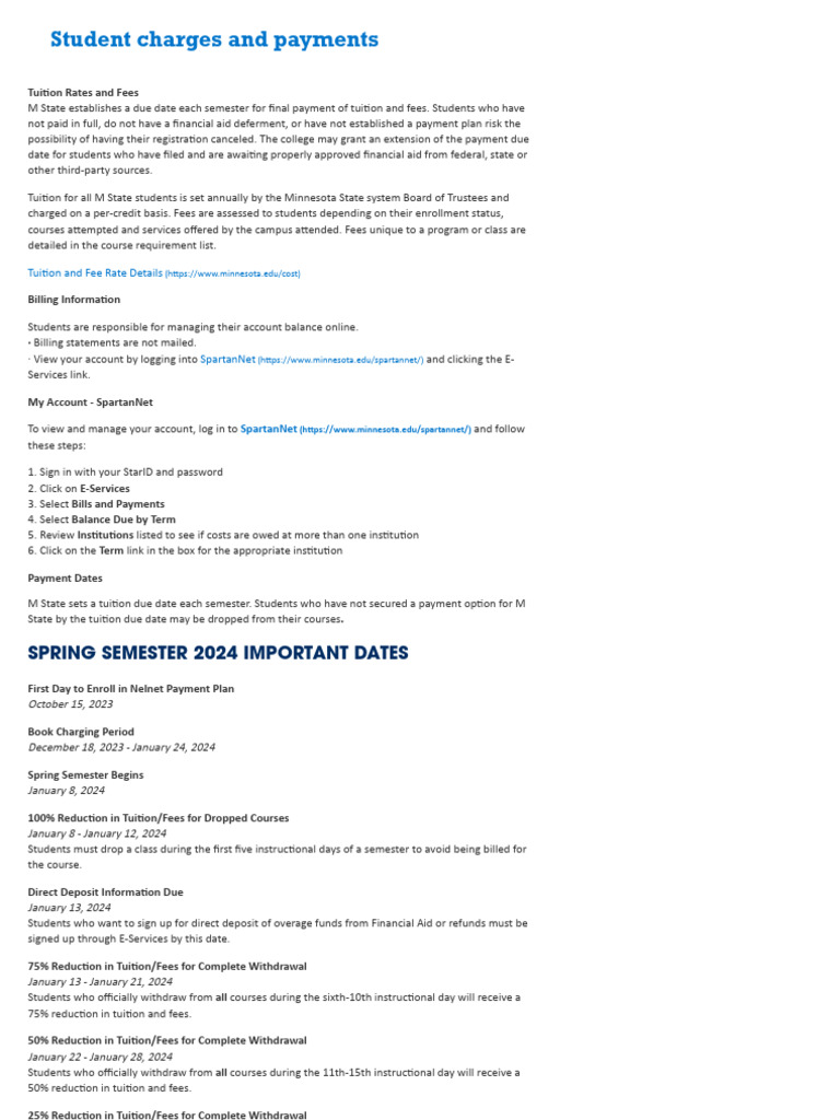 Student Charges and Payments M State | PDF