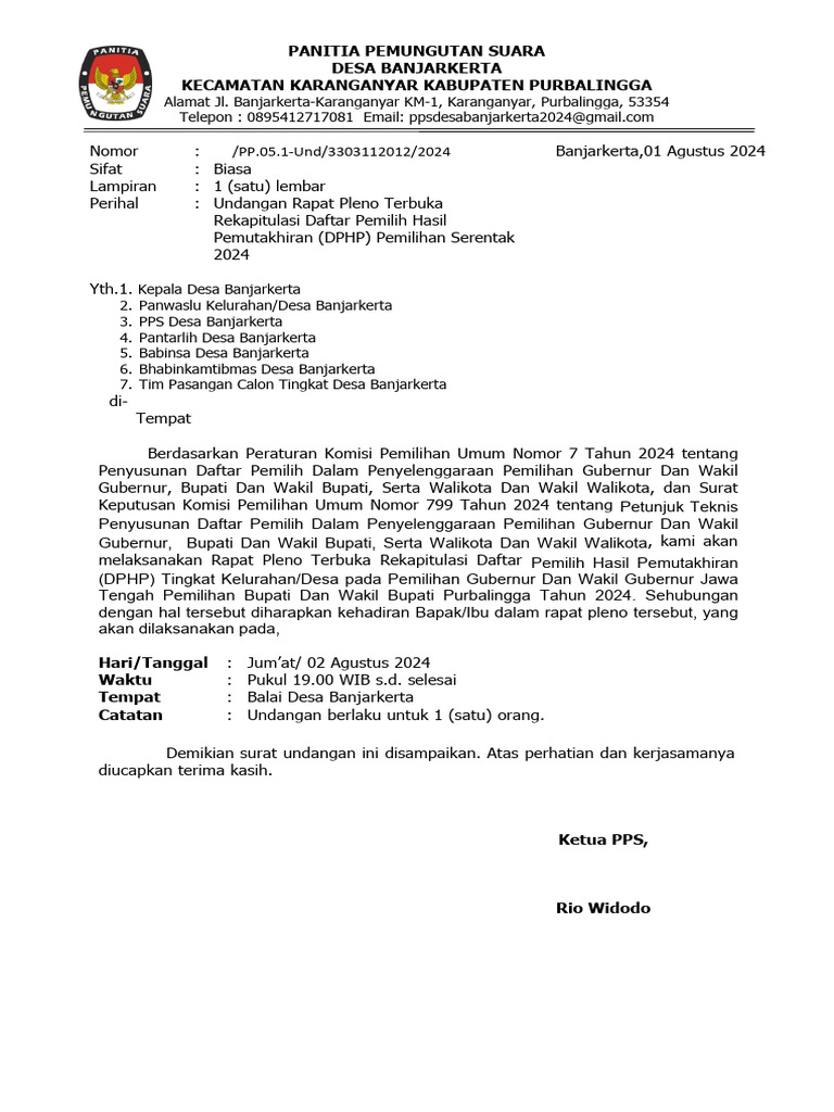 Undangan DPHP PPS | PDF